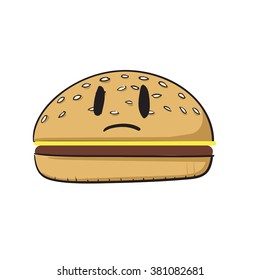 Sad Burger Vector Illustration Stock Vector (Royalty Free) 381082681 ...