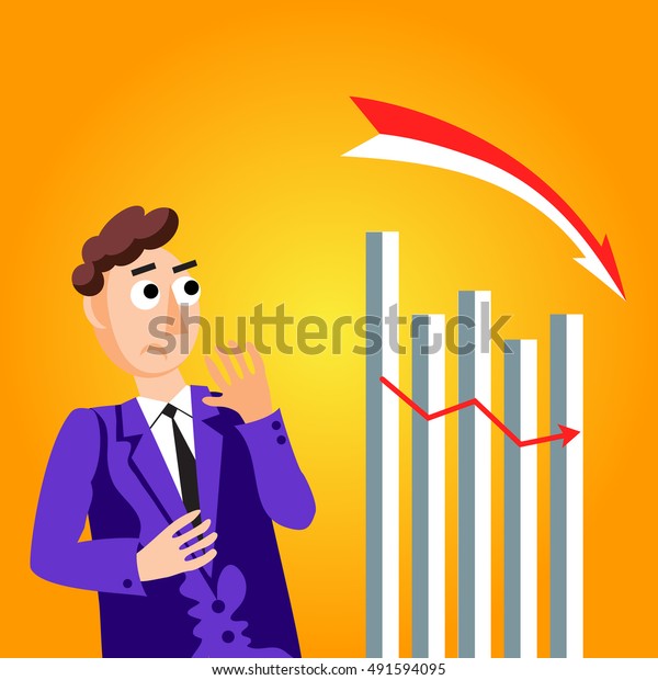 Sad Business Man Look Chart Graph Stock Vector (Royalty Free) 491594095 ...