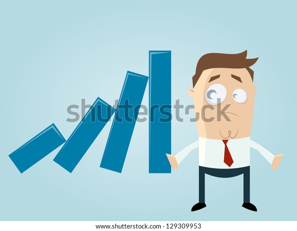 Sad Cartoon Man Collapsing Diagram Stock Vector (Royalty Free) 129309953