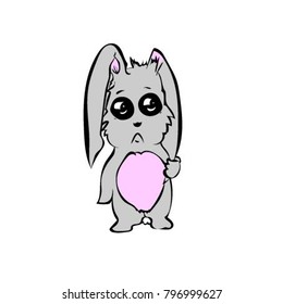 Sad Cartoon Standing Rabbit Stock Vector (Royalty Free) 796999627
