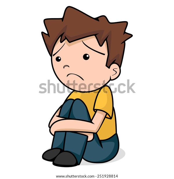 Sad Child Vector Illustration Isolated White Stock Vector (Royalty Free ...