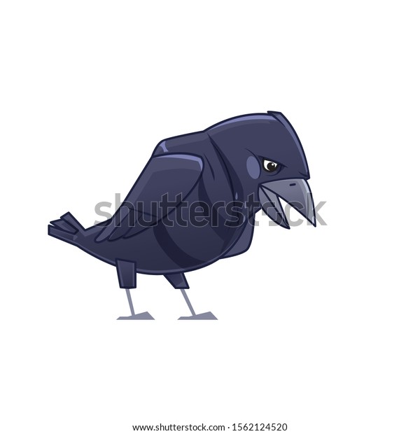 Sad Crow Cartoon Raven Bird Character 스톡 벡터(로열티 프리) 1562124520 ...