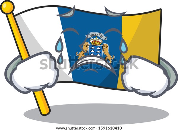 Sad Crying Flag Canary Island Scroll: เวกเตอร์สต็อก (ปลอดค่าลิขสิทธิ์ ...
