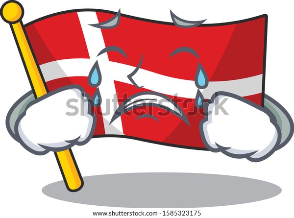 Sad Crying Flag Denmark Mascot Cartoon Stock Vector (Royalty Free ...