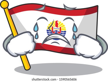 Sad Crying Flag French Polynesia Scroll: vector de stock (libre de ...