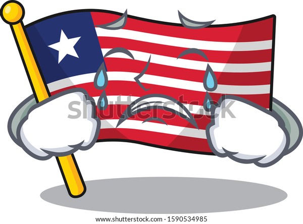 Sad Crying Flag Liberia Scroll Cartoon Stock Vector (Royalty Free ...