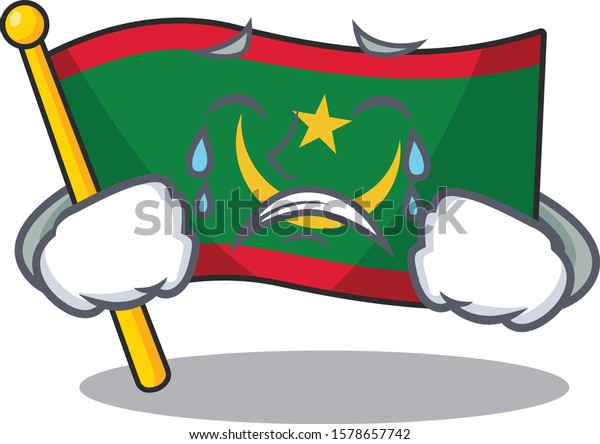 Sad Crying Flag Mauritania Mascot Cartoon Stock Vector (Royalty Free ...