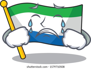 Vektor Stok Sad Crying Flag Sierra Leone Mascot (Tanpa Royalti ...