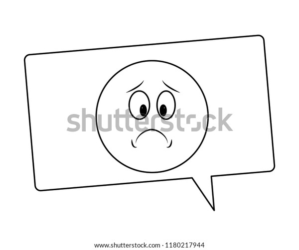 Sad Emoticon Bubble Black White Stock Vector (Royalty Free) 1180217944 ...