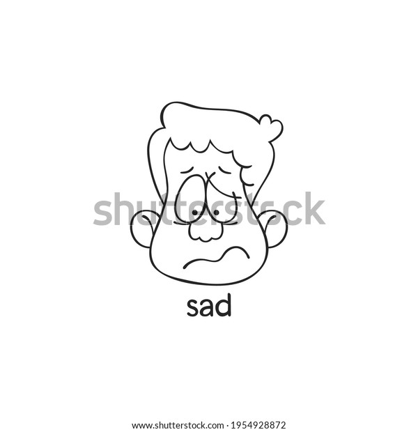 Sad Emotion Human Face Cartoon Character: เวกเตอร์สต็อก (ปลอดค่า ...