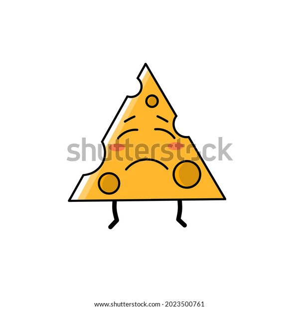 Sad Expression Cheese Character Illustration Kawaii Stock Vector ...