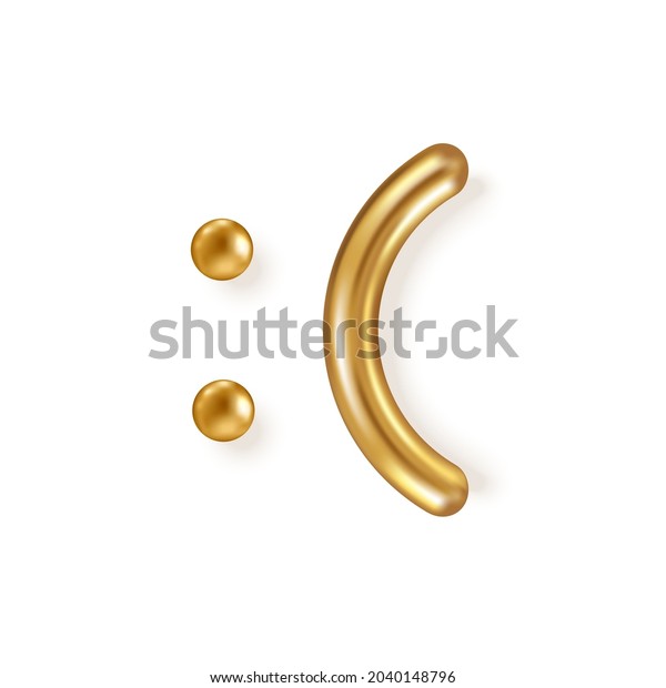 Sad Face 3d Gold Icon Isolated Stock Vector (Royalty Free) 2040148796 ...