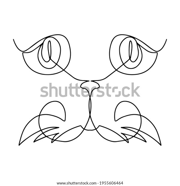 Sad Face Cat Drawn By One Stock Vector (Royalty Free) 1955606464 ...