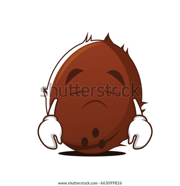 Sad Face Coconut Cartoon Character Vector 스톡 벡터(로열티 프리) 663099826 ...