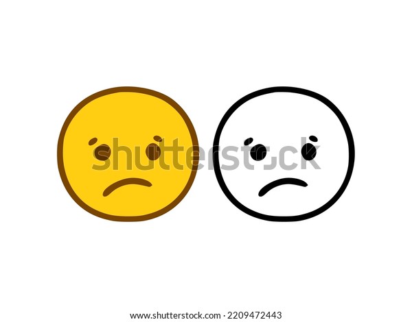 Sad Face Emoticon Doodle Style Isolated Stock Vector (Royalty Free ...
