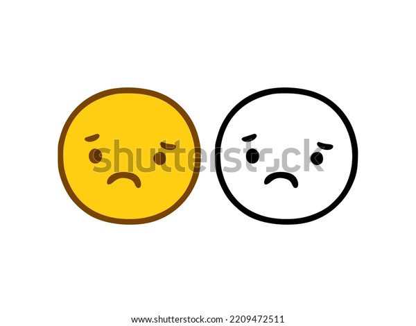 Sad Face Emoticon Doodle Style Isolated Stock Vector (Royalty Free ...