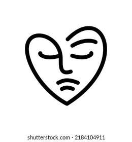 Sad Face Icon Emotions Shape Heart Stock Vector (Royalty Free ...