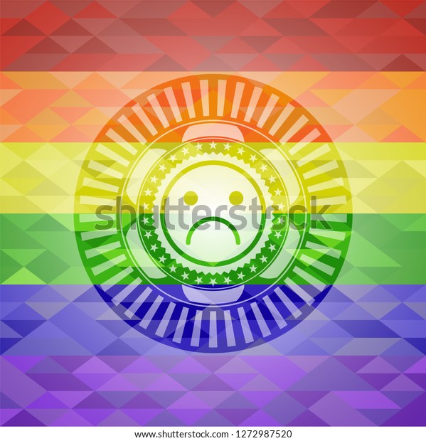 Sad Face Icon Inside Lgbt Colors: vector de stock (libre de regalías ...