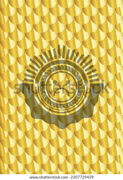 Sad Face Icon Inside Shiny Golden Stock Vector (Royalty Free ...