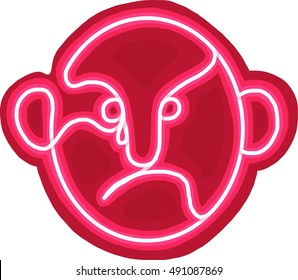 Sad Face Neon Vector: Stock-Vektorgrafik (Lizenzfrei) 491087869 ...