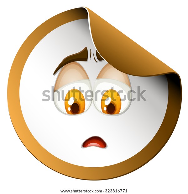 Sad Face On Round Sticker Illustration Stock Vector (Royalty Free ...