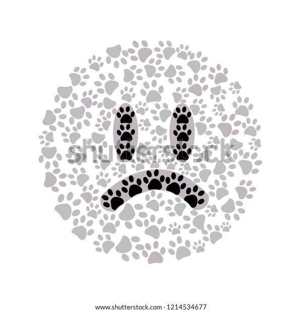 Sad Face Paw Print Stock Vector (Royalty Free) 1214534677 | Shutterstock