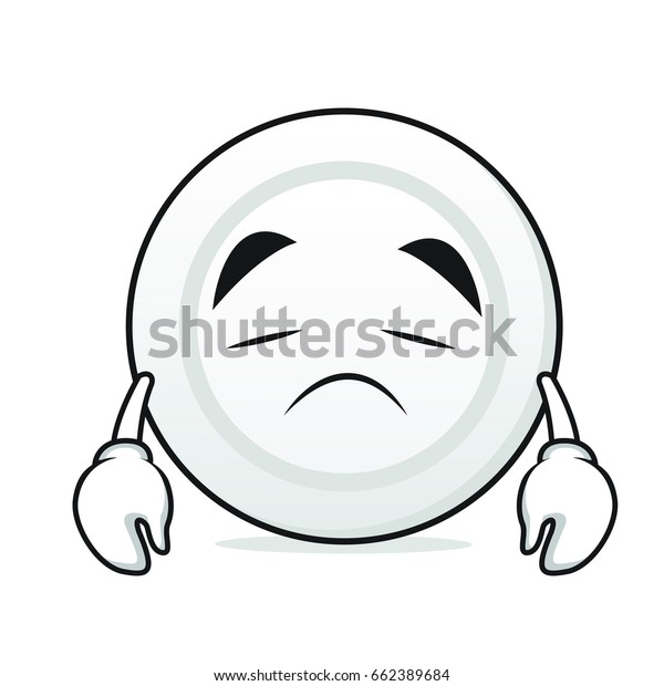 Sad Face Plate Cartoon Character Vector Stock Vector (Royalty Free ...