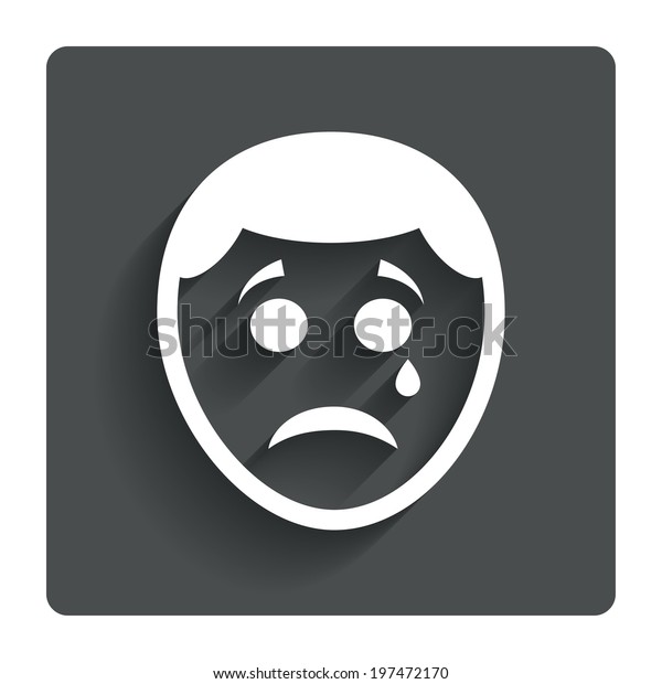 Sad Face Tear Sign Icon Crying Stock Vector (Royalty Free) 197472170 ...