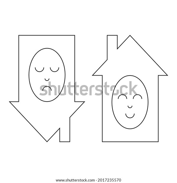 Sad Face Upsidedown House Happy Face Stock Vector (Royalty Free ...