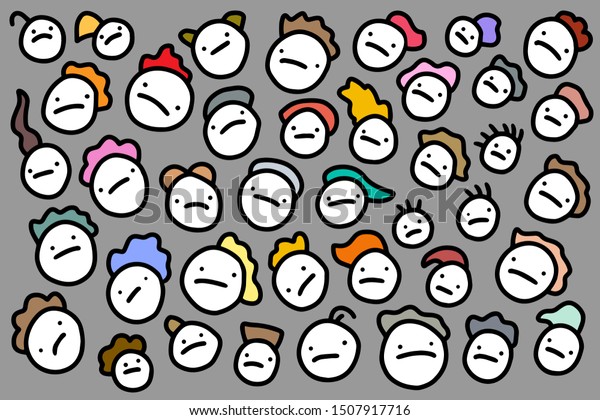 Sad Faces Hand Drawn Vector Illustration Stock Vector (Royalty Free ...