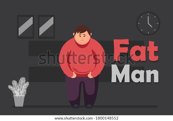 Sad Fat Man Character That Needs Stock Vector (Royalty Free) 1800148552 ...