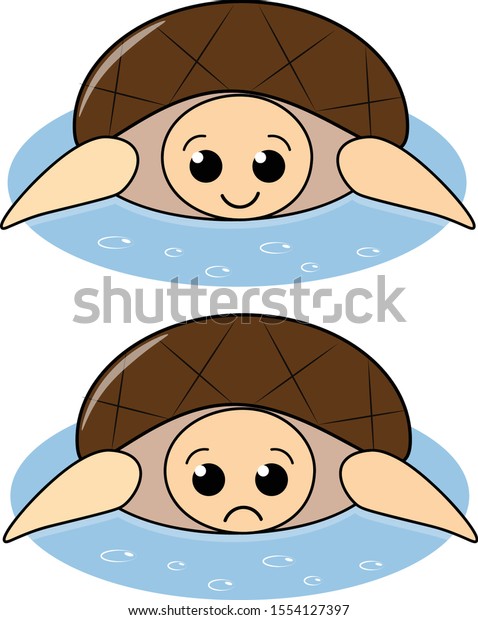 Sad Funny Turtles Water Stock Vector (Royalty Free) 1554127397 ...