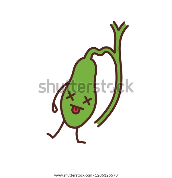 Sad Gallbladder Character Color Icon Unhealthy Stock Vector (Royalty ...