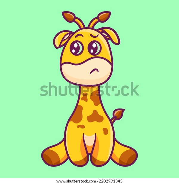 Sad Giraffe Vector Cartoon Illustration Stock Vector (Royalty Free ...