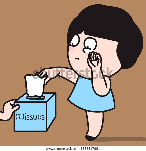 Sad Girl Crying Getting Tissue Box Stock Vector (Royalty Free) 1856617651