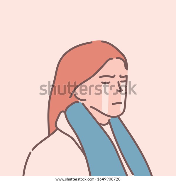 Sad Girl Crying Hand Drawn Style Stock Vector (Royalty Free) 1649908720 ...