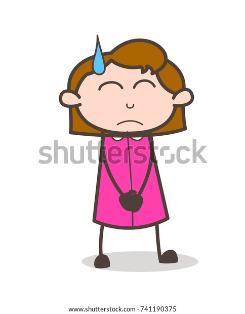 Sad Girl Face Cold Sweat Vector Stock Vector (Royalty Free) 741190375 ...