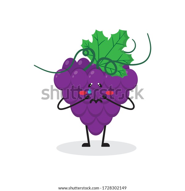 Sad Grape Fruit Cute Character Mascot Stock Vector (Royalty Free ...