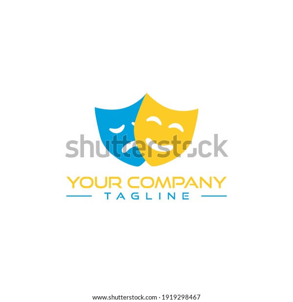Sad Happy Face Logo Yellow Blue Stock Vector (Royalty Free) 1919298467 ...