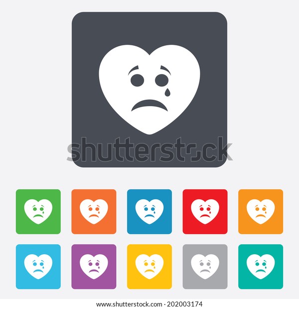 Sad Heart Face Tear Sign Icon Stock Vector (Royalty Free) 202003174 ...