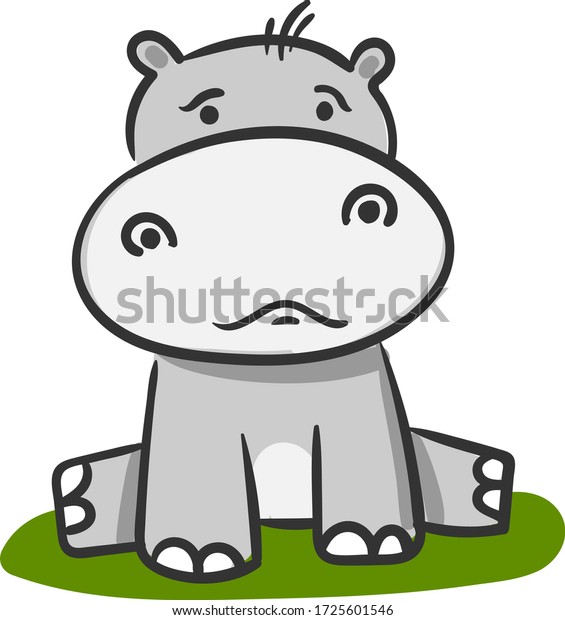 Sad Hippo Illustration Vector On White Stock Vector (Royalty Free ...