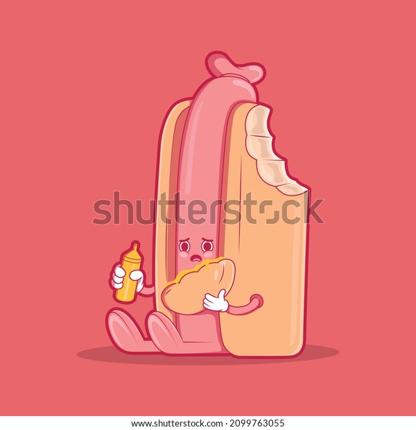 Sad Hot Dog Gluing Himself Vector Stock Vector (Royalty Free) 2099763055