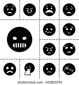 Sad Icon Set 13 Filled Sadicons Stock Vector (Royalty Free) 653249812