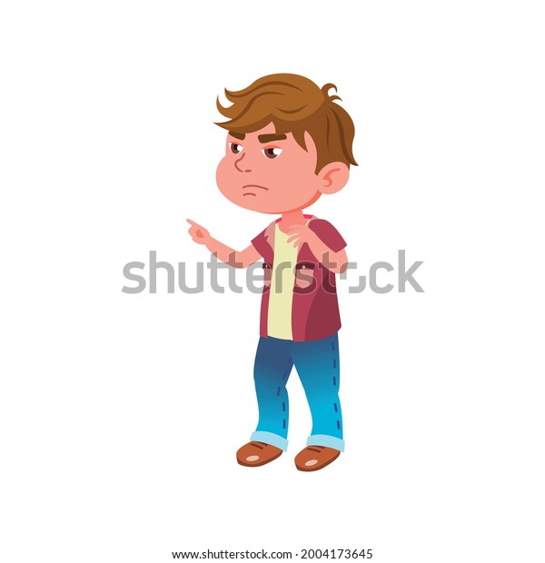Sad Little Boy Pointing Aggressor Cartoon: เวกเตอร์สต็อก (ปลอดค่า ...