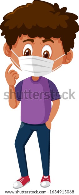 Sad Looking Boy Wearing Mask On Stock Vector (Royalty Free) 1634915068 ...