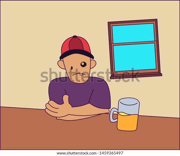 Sad Looking Cartoon Man Distorted Face Stock Vector (Royalty Free ...