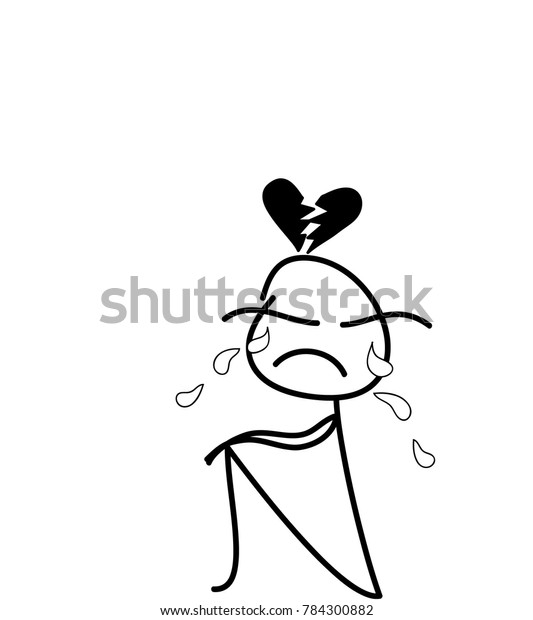 Sad Man Broken Heart Doodle Cartoon Stock Vector (Royalty Free) 784300882