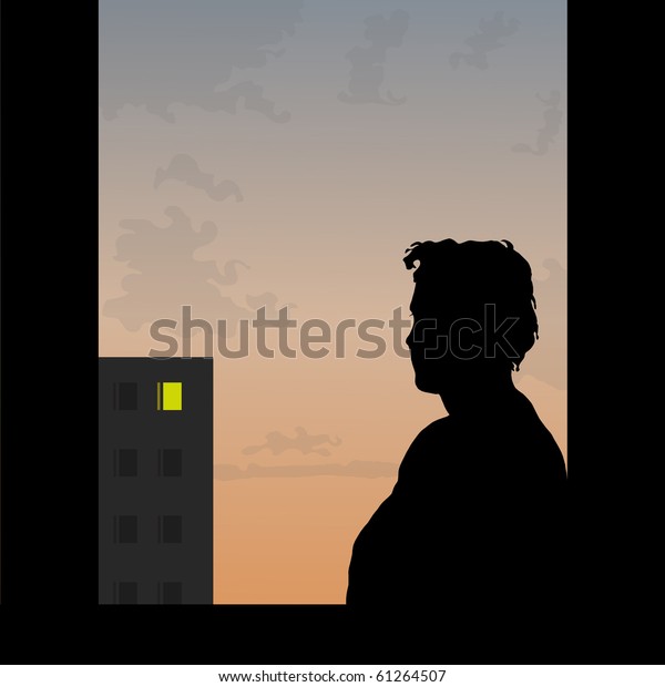 Sad Man Looks Window Beloved On Stock Vector (Royalty Free) 61264507 ...