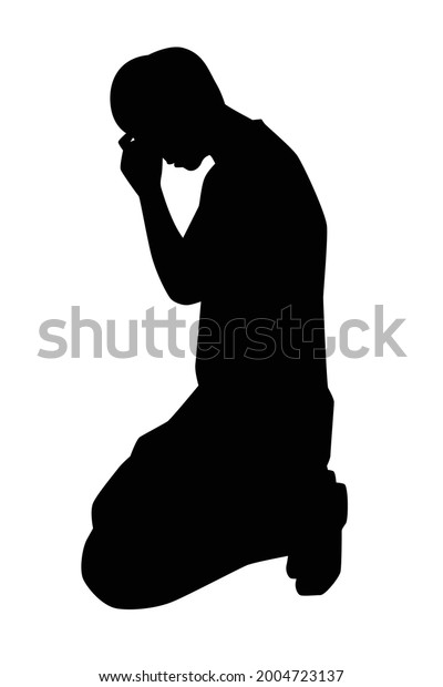 Sad Man Silhouette Vector On White Stock Vector (Royalty Free ...