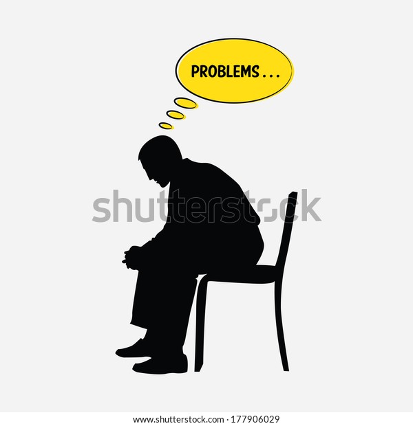 Sad Man Sitting On Chair Stock Vector (Royalty Free) 177906029